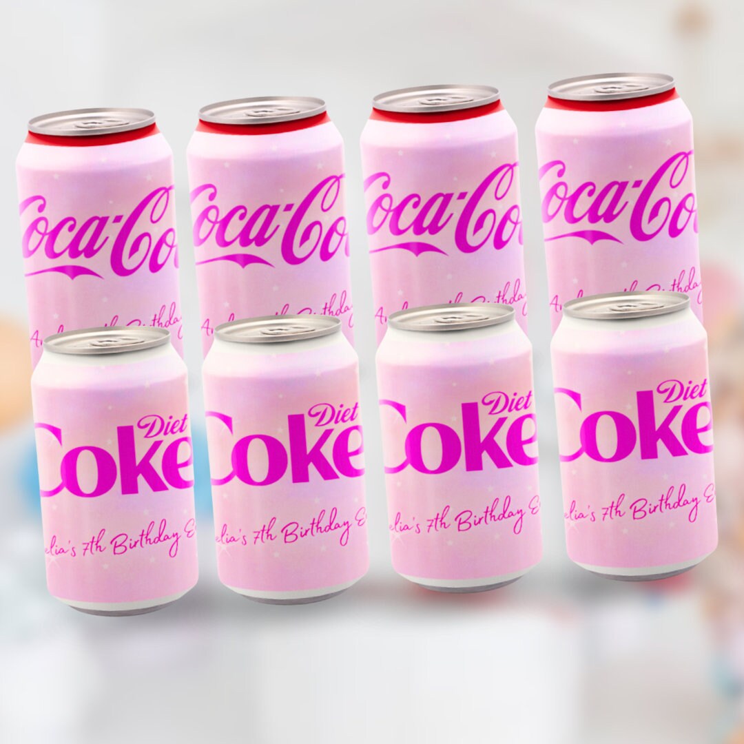 Pink Soda Can Printed Labels for Party Soda Wrappers Custom Design ...
