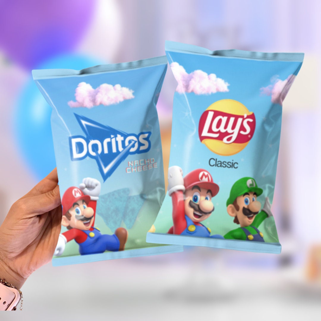Super Mario Chip Bags, Mario Bros Birthday Chips, Mario Chip Bag 6ct ...