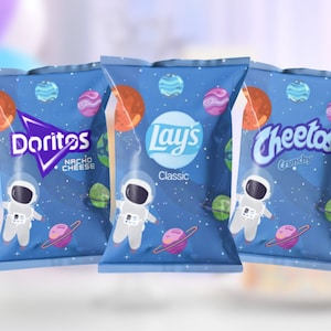 Outer Space Birthday Chip Bags Planet Birthday Chips Astronaut Birthday ...