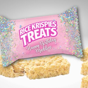 Pink Birthday Party Rice Krispies Treats Glitter Birthday Party Chips ...