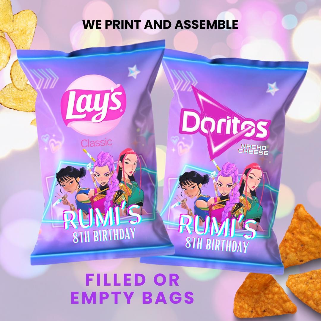 Kpop Demon Hunters Chip Bags – Custom Birthday Party Favors – Assembled ...