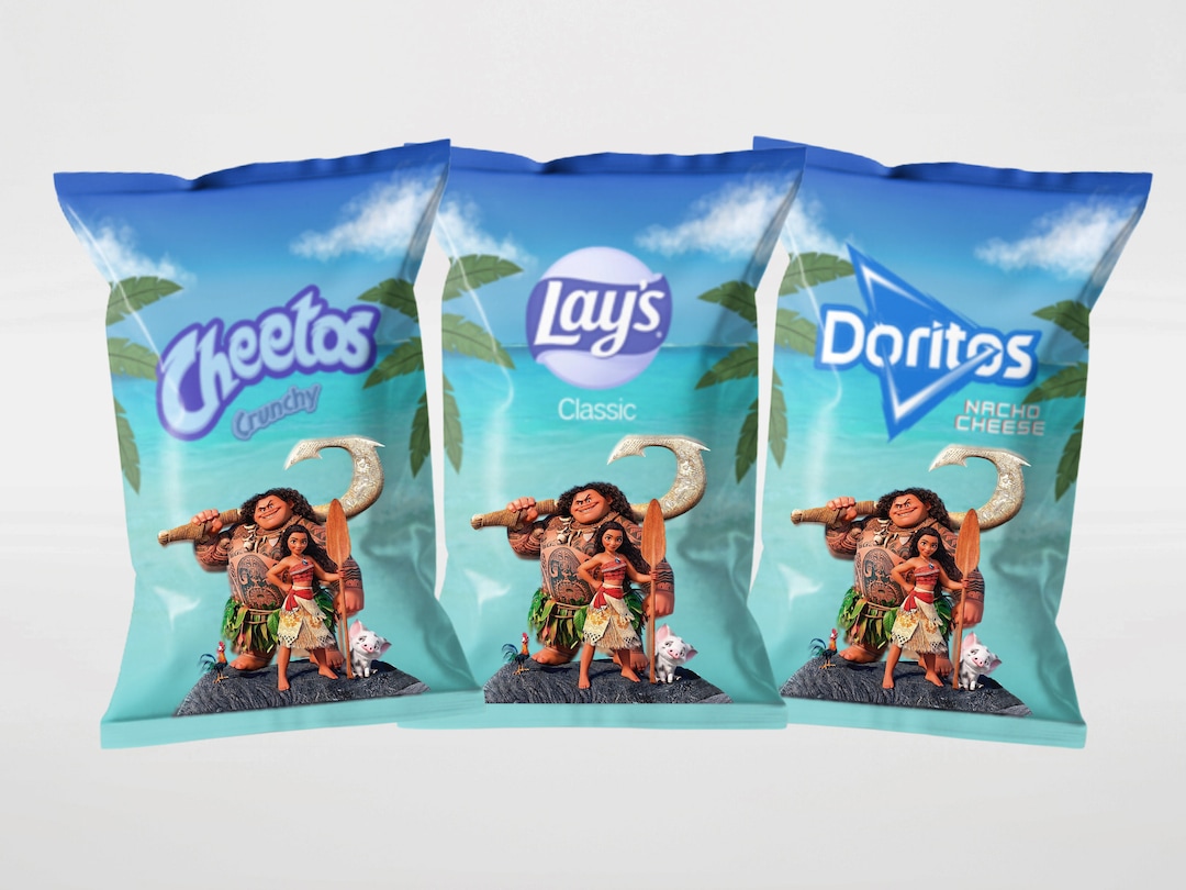 Moana Birthday Party Chips Moana Party Favors, Custom Name Chips Favor ...