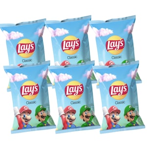 Super Mario Chip Bags, Mario Bros Birthday Chips, Mario Chip Bag 6ct ...