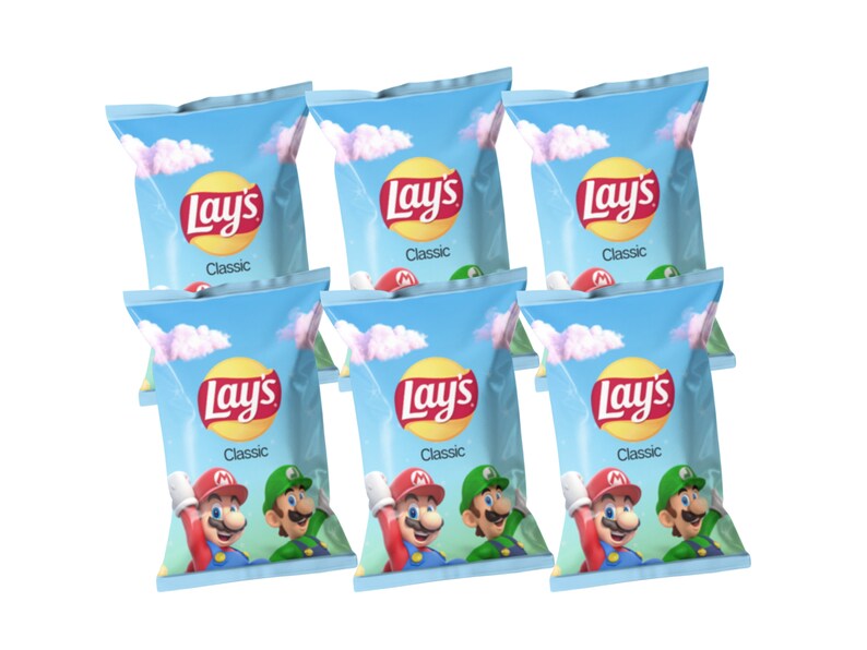 Super Mario Chip Bags, Mario Bros Birthday Chips, Mario Chip Bag 6ct ...