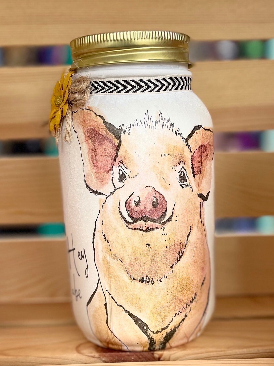 Hey Babe Pig Mason Jar Tissue Holder - Etsy