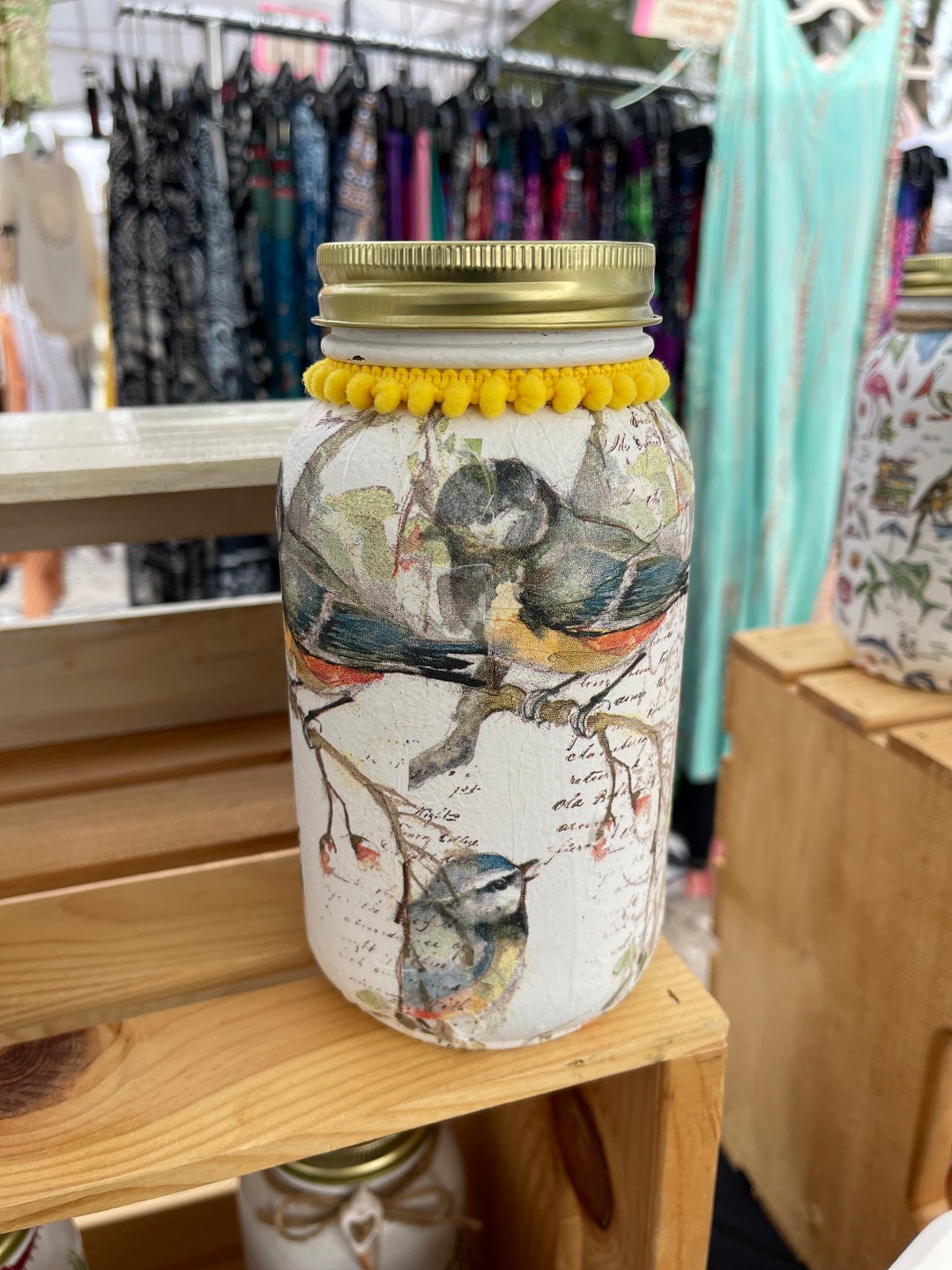 Blue Jay Mason Jar Tissue Holder - Etsy