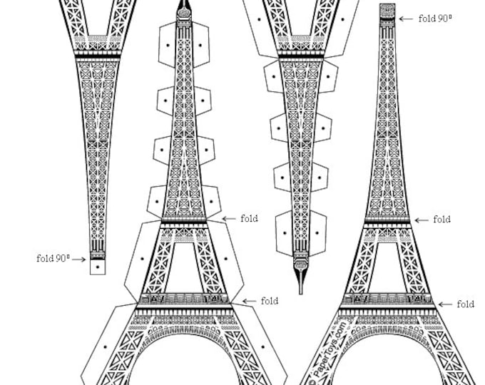 Eiffel Tower Paris France - 3D Papercraft PDF - Iconic Landmark Paper ...