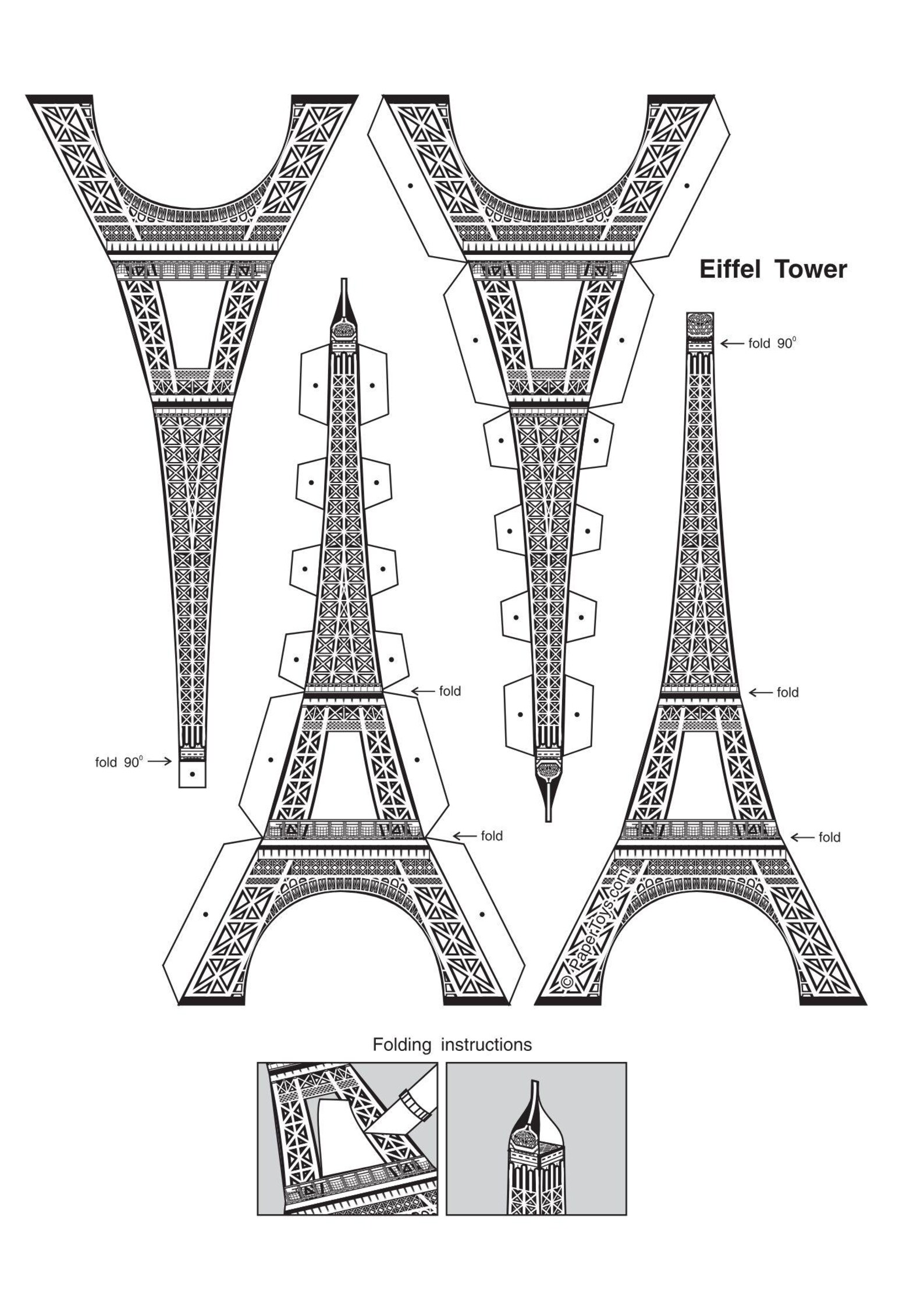 Eiffel Tower Paris France 3D Paper Model - STEM Architecture Project ...