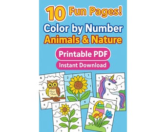 Color by Number Animals & Nature: Kids Printable Coloring Pages (PDF ...