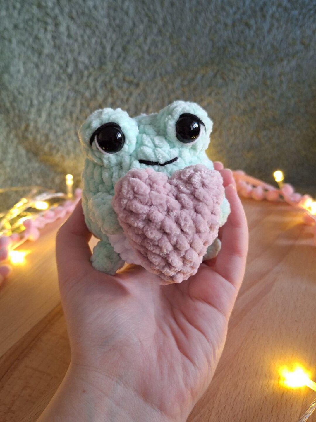 Crochet Cute Valentines Day Gift Frog With Heart, Crochet Plushie ...