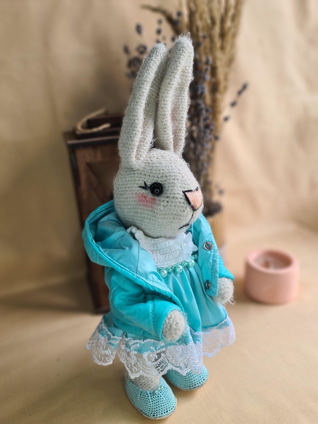 Stuffed Rabbit Plush in Blue Coat, Crochet Stuff Animal, Gift for ...