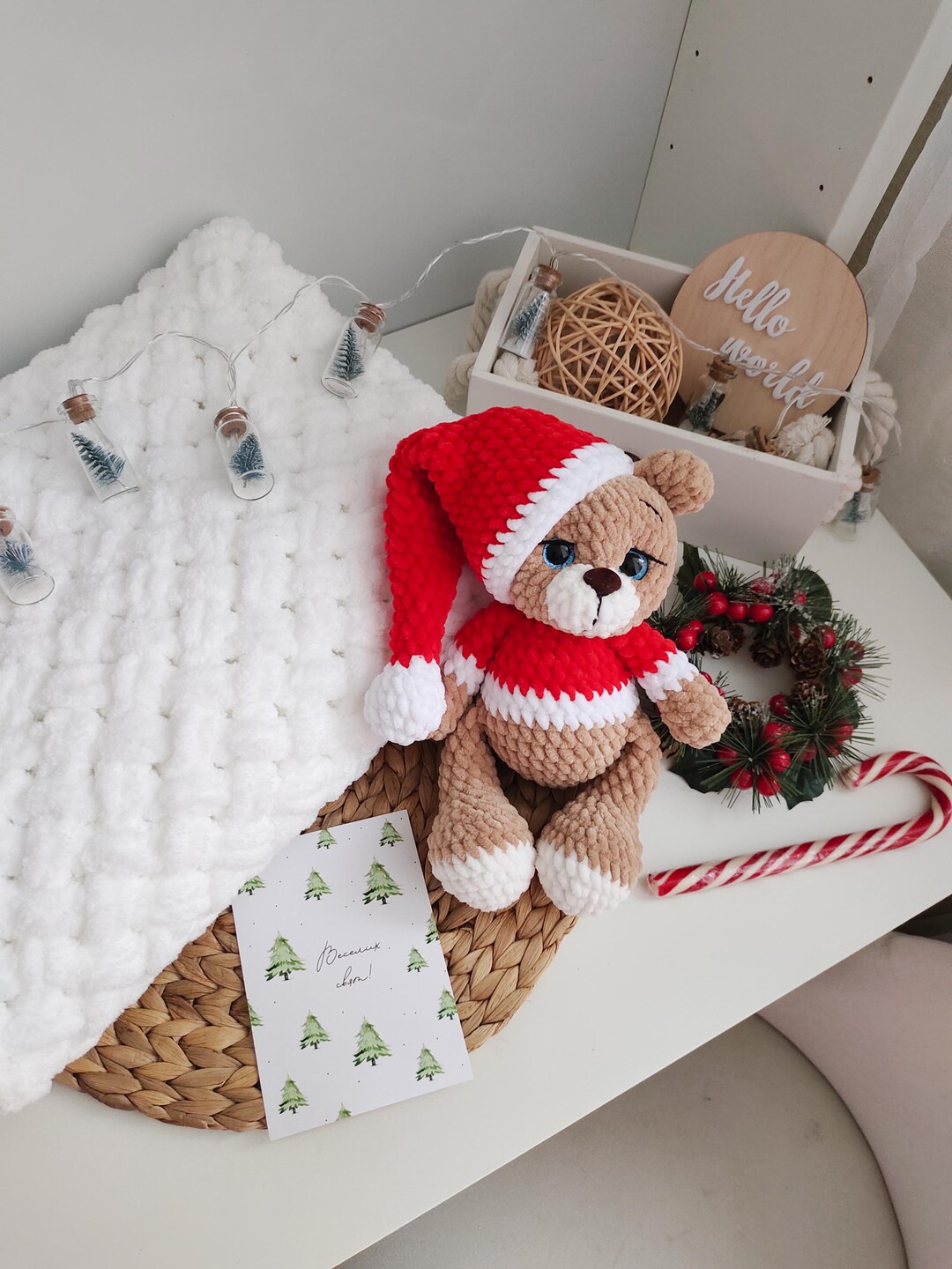 Crochet Christmas Teddy Bear: Handmade Holiday Plushie - Etsy