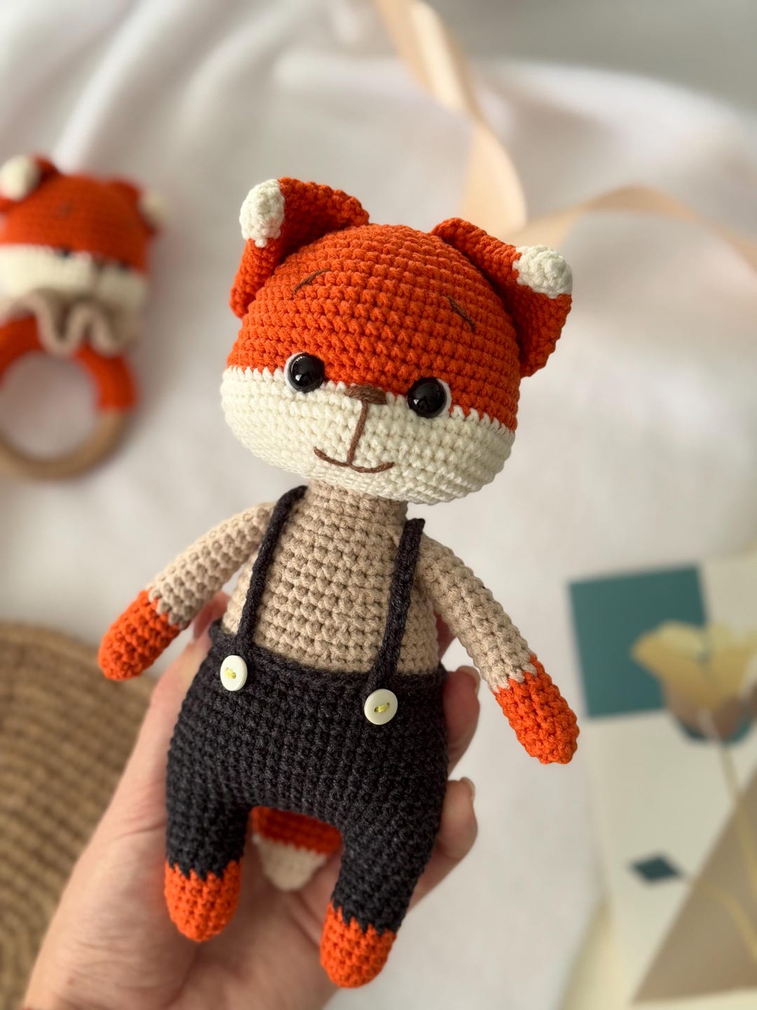 Cute Baby Fox Plush Toy, Small Knitted Fox, Organic Baby Toys, Fox ...