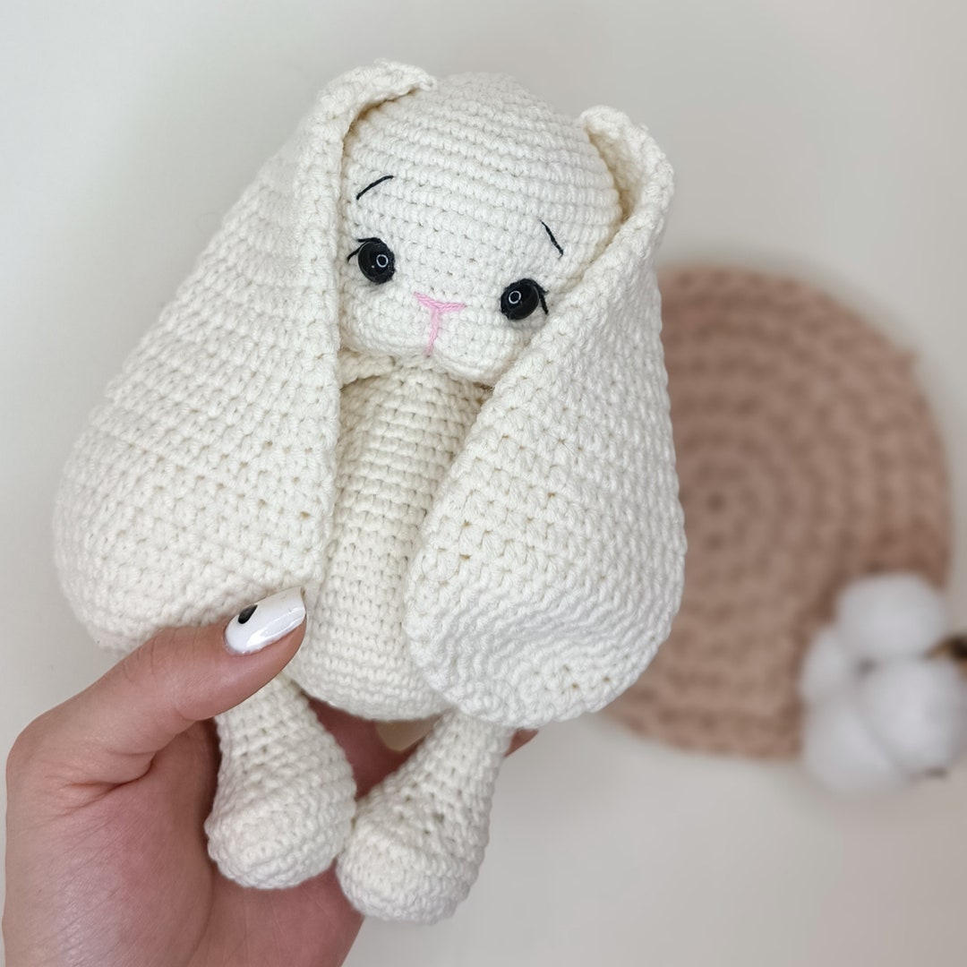 Handmade Crochet Plush Rabbit, White Boho Stuffed Animal, Preemie Gift ...