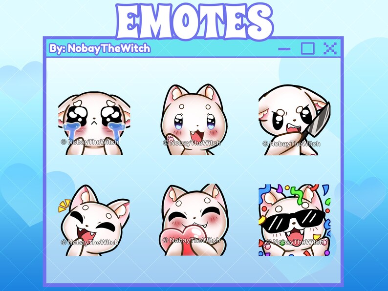 Chibi White Cat Twitch Discord Emotes - Etsy