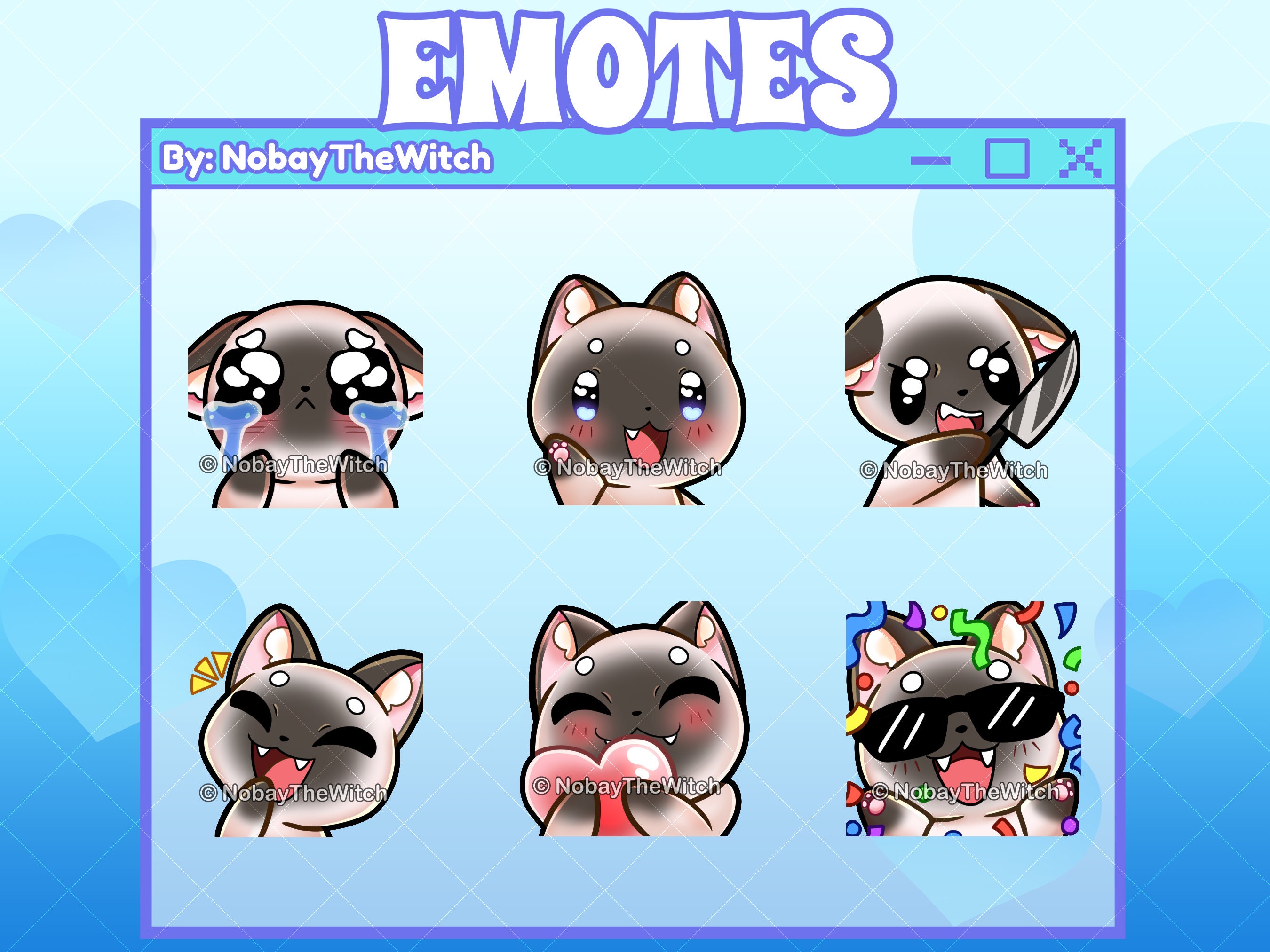 Chibi Siamese Cat Twitch Discord Emotes - Etsy