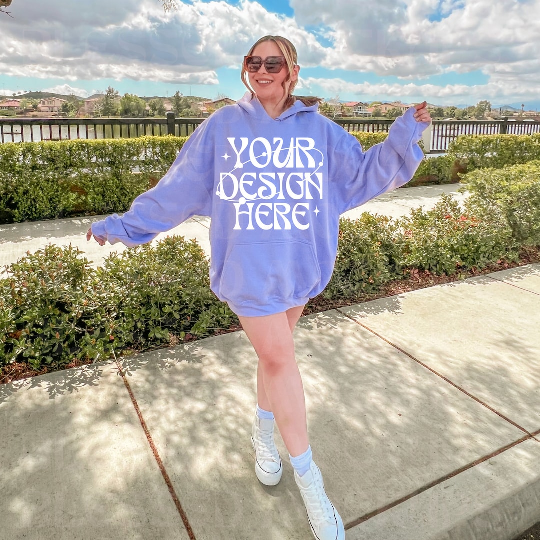 Gildan 18500 Violet,hoodie Mockup Oversized Violet Sweatshirt Mockup ...