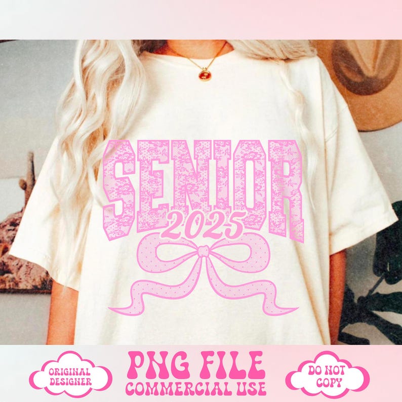 Senior 2025 Png,coquette,lace Varsity Png,pink Bow Png,senior 2025 Png ...