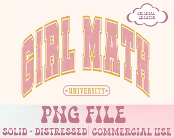 Girl Math University PNG, Girl Math PNG, Trendy PNG, Retro Png ...