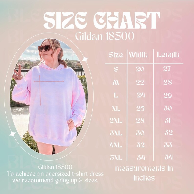 Gildan 18500 Size Chart Trendy Gildan Size Chart Retro Gildan - Etsy