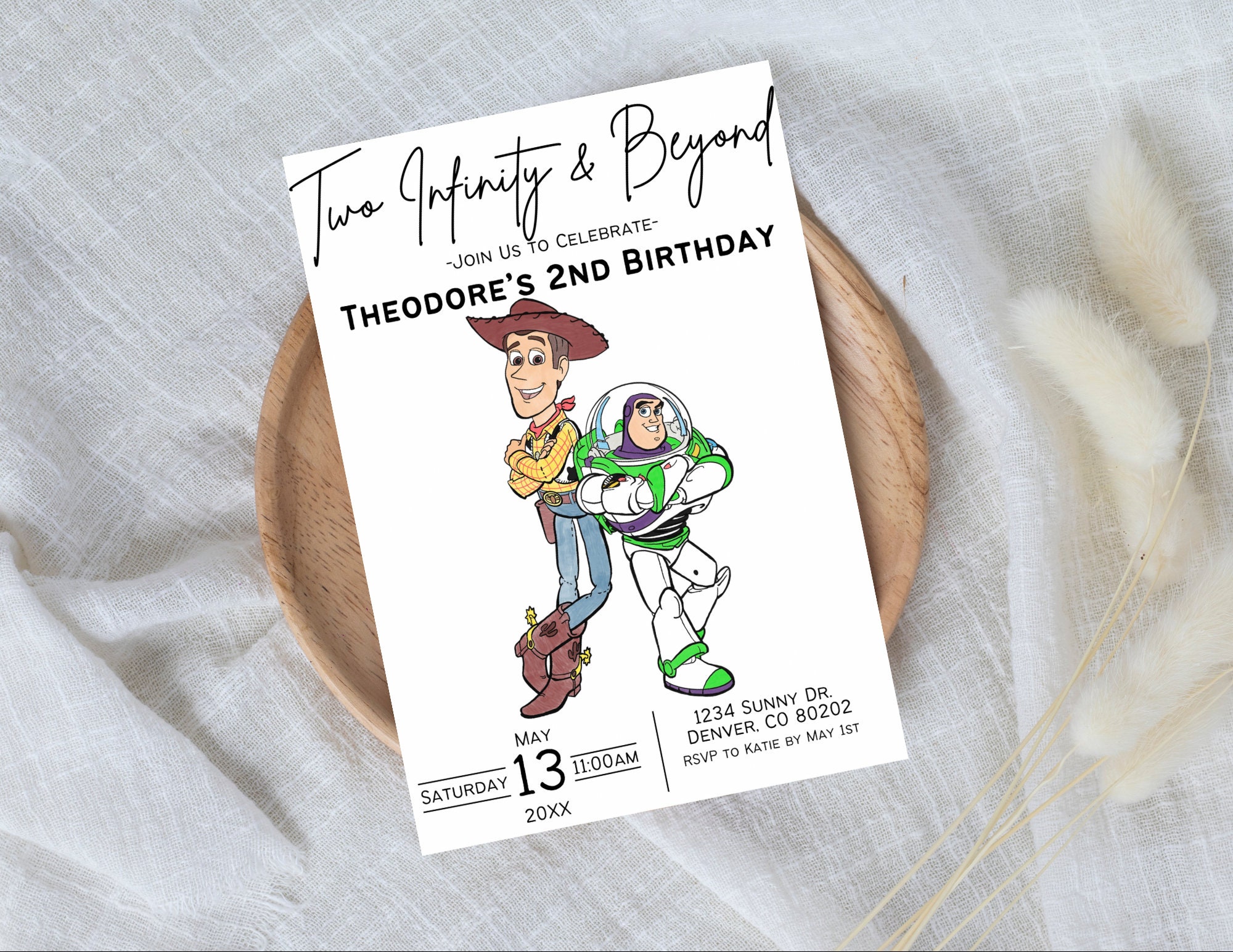 Two Infinity and Beyond, 2nd Birthday Invite, Buzz, Woody, Toy Invite ...