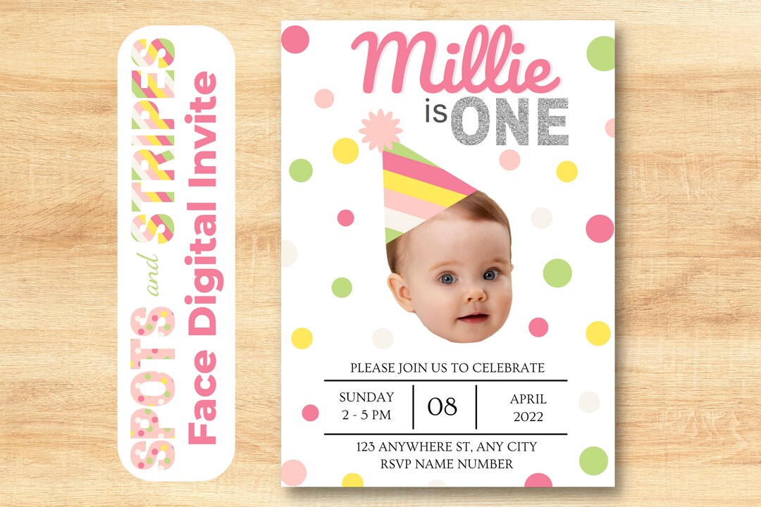 Baby Face Invitation Face With Party Hat Customised Party - Etsy