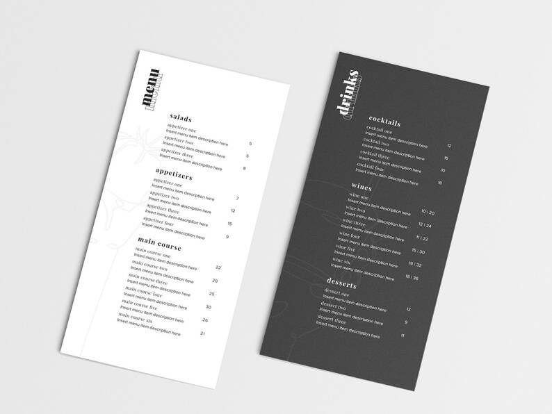 Editable Wedding Menu, Food Menu, Drink Menu - Canva Template Instant ...