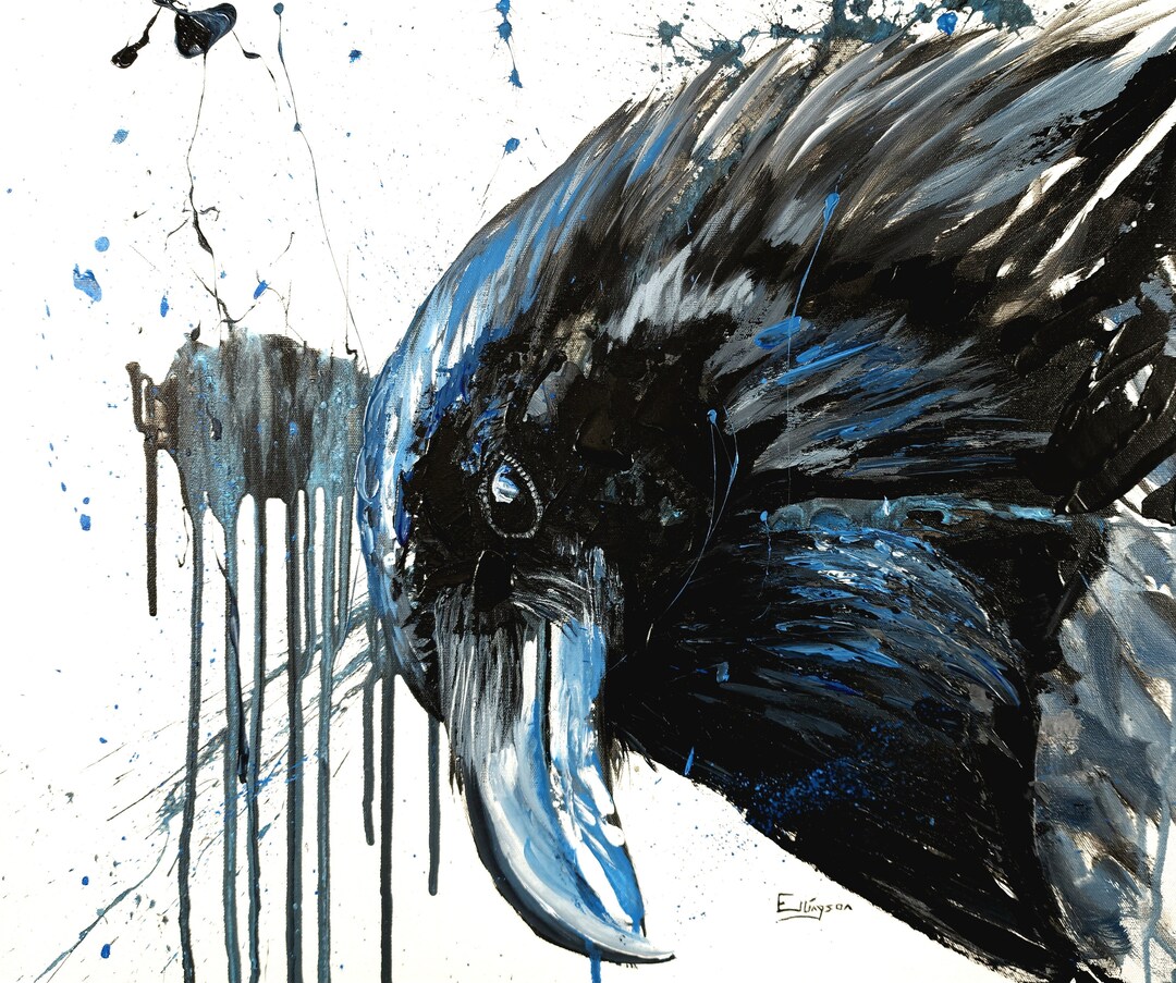Raven Original Art Raven Painting Raven Crown Art Raven - Etsy