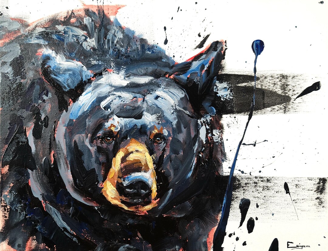 Black Bear Original Painting | Bear Painting | Black Bear Art ...