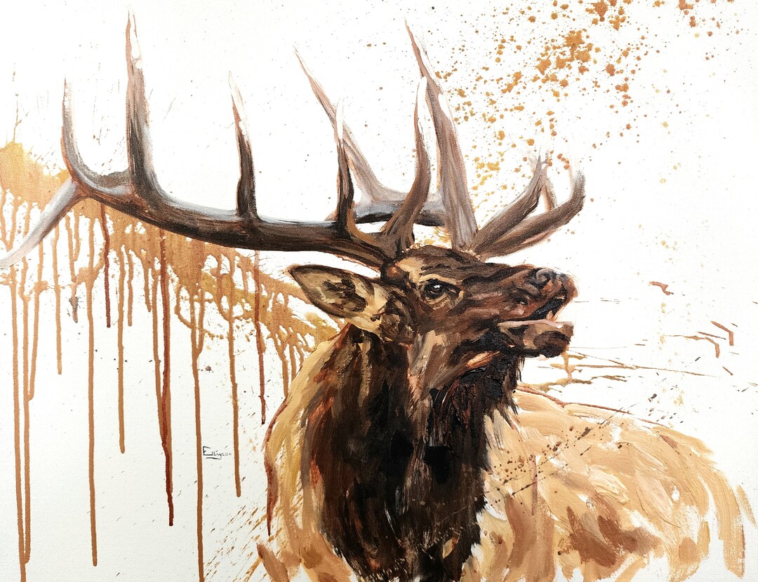 Elk Art | Elk Original Painting | Elk Call | Elk Nursery Art | Elk ...