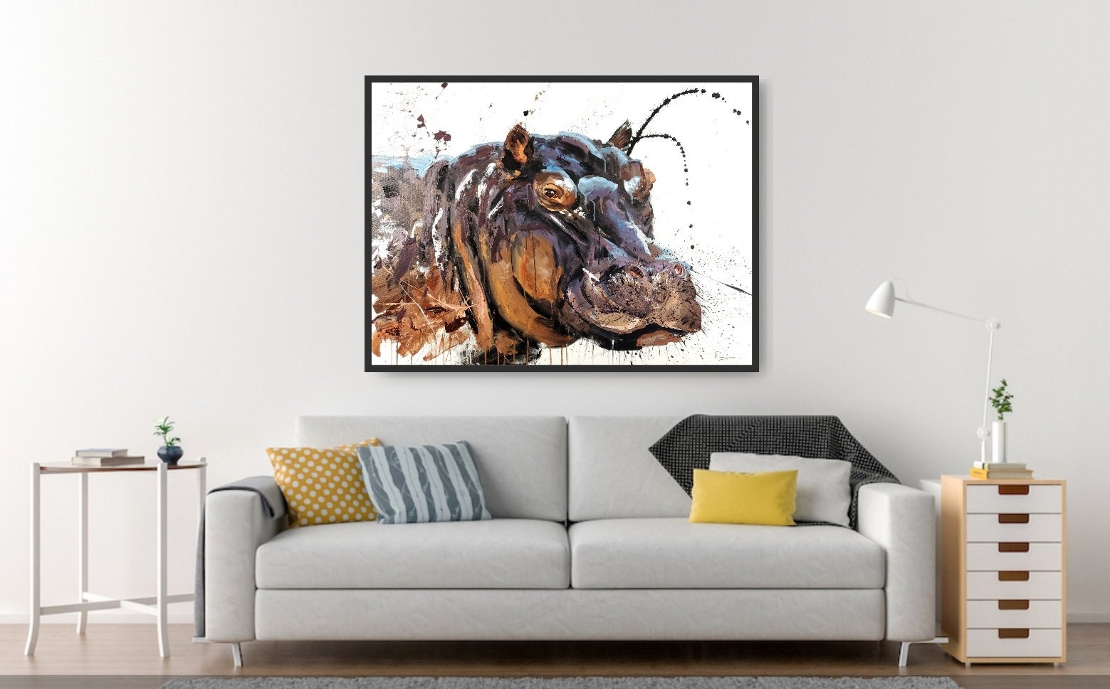 Hippo Art Hippo Painting Hippo Acrylic Art Acrylic Hippo Artwork Safari ...