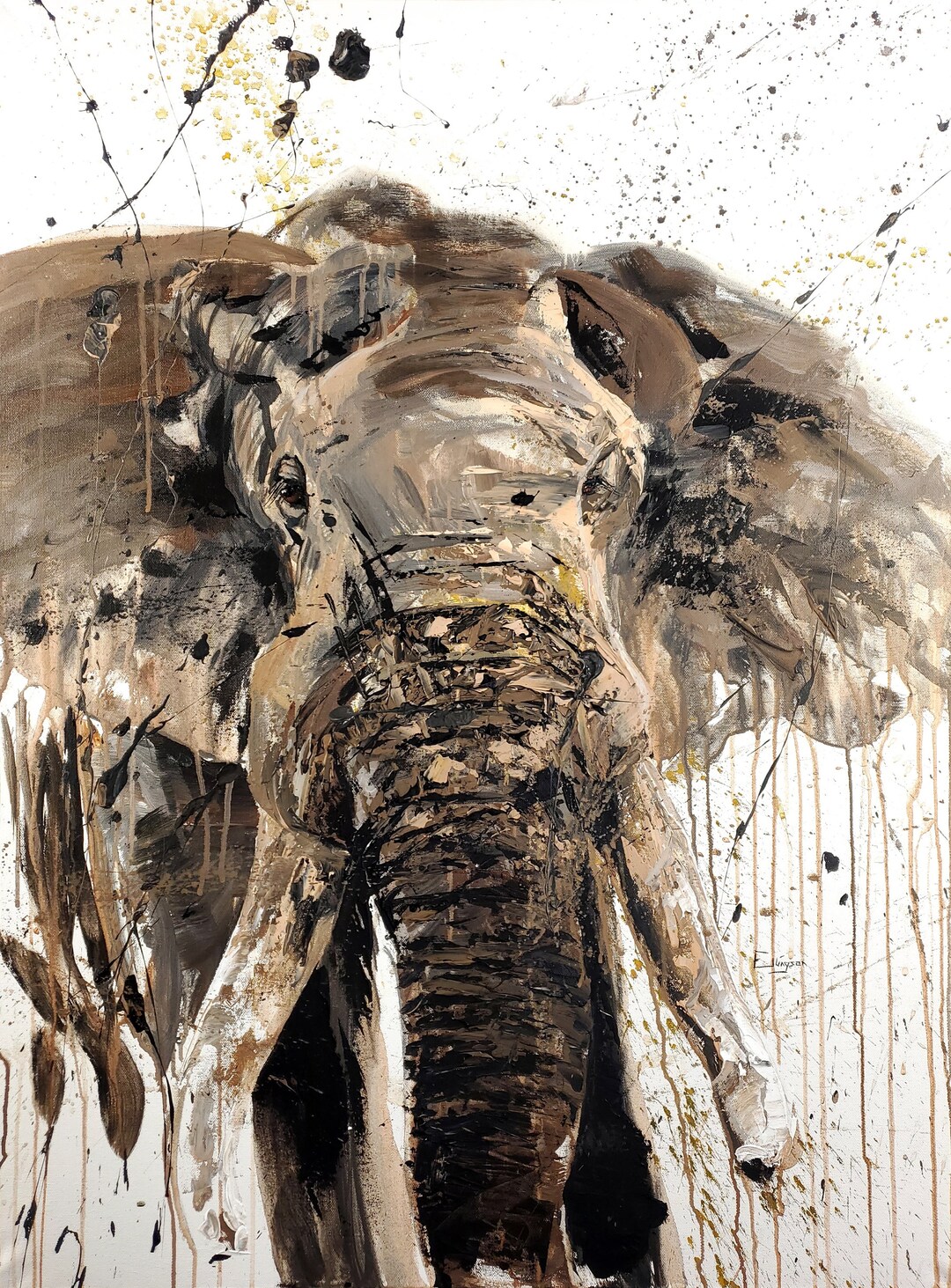 Elephant Art Large Elephant Painting Original Elephant - Etsy