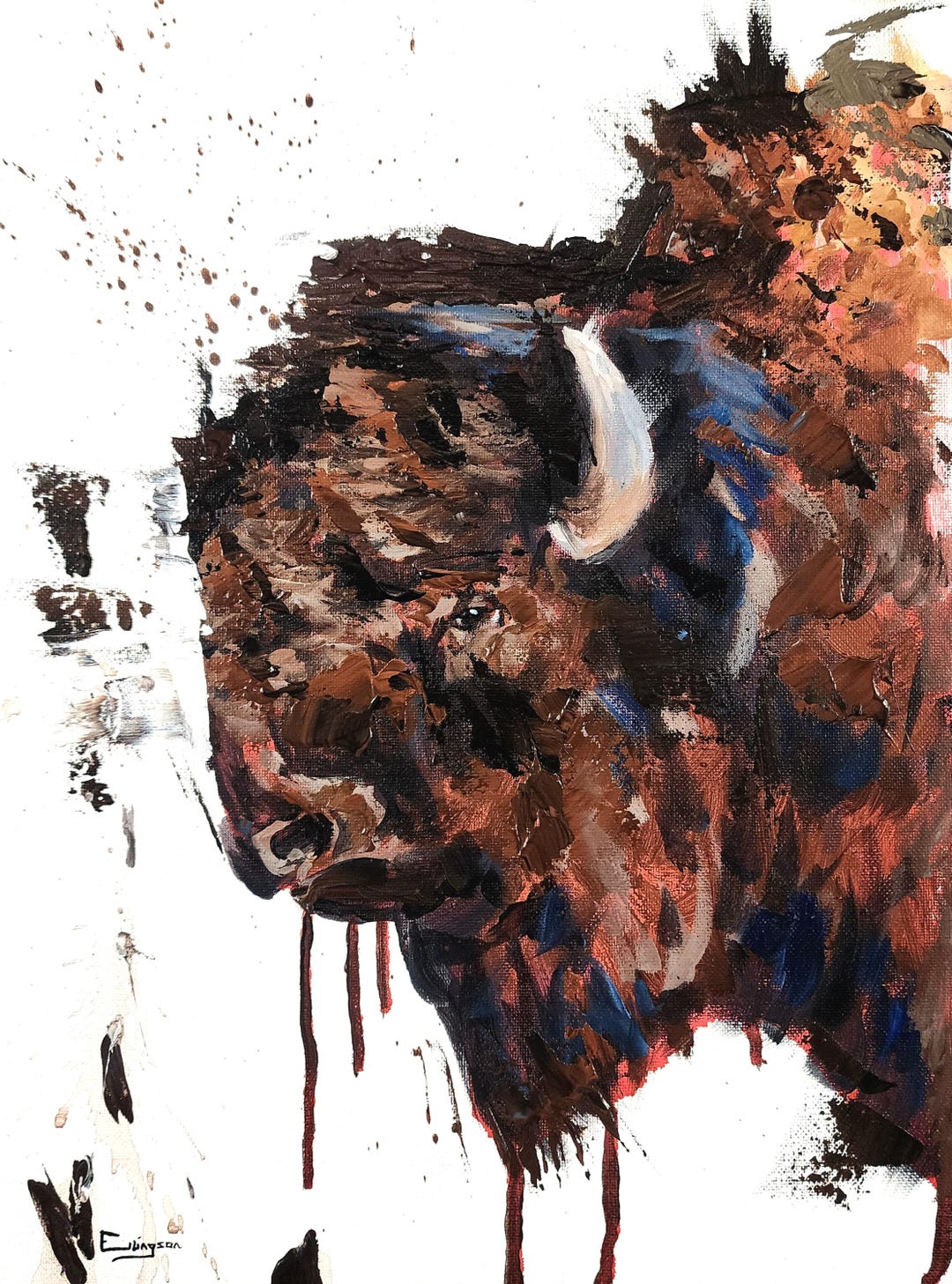 Bison Original Painting | Bison Painting | Bison Buffalo Art | Original ...