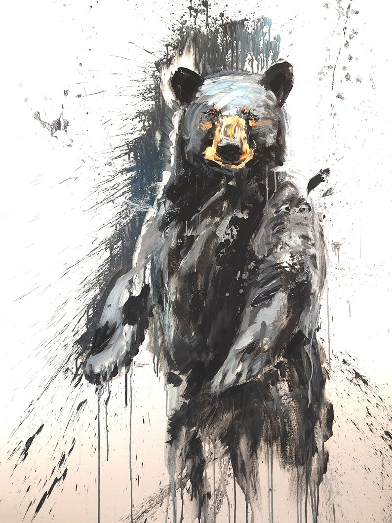 Large Black Bear Painting Black Bear Art Original Acrylic Painting - Etsy