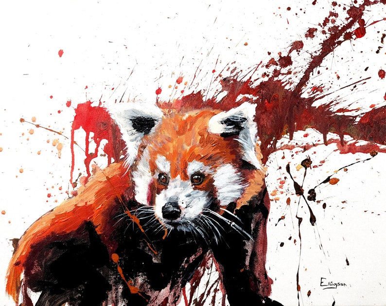 Red Panda Original Art Red Panda Painting Panda Artwork Panda Painting ...
