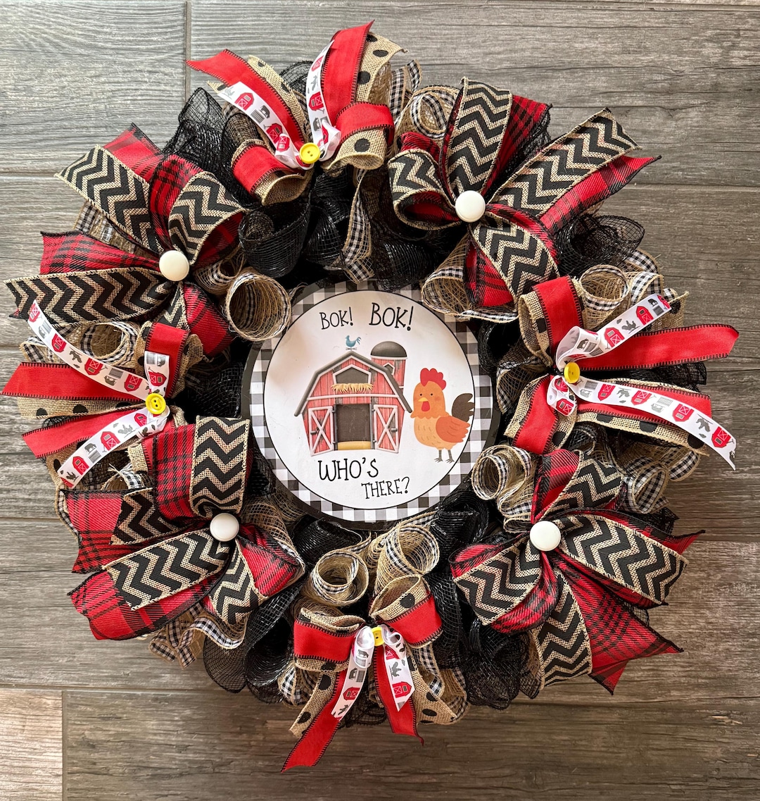 Farmhouse Cutesy Chicken Welcome Wreath - Etsy