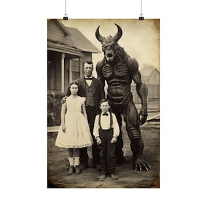 Vintage Evil Horror Monster Matte Vertical Poster, Antique 1800s Farm ...