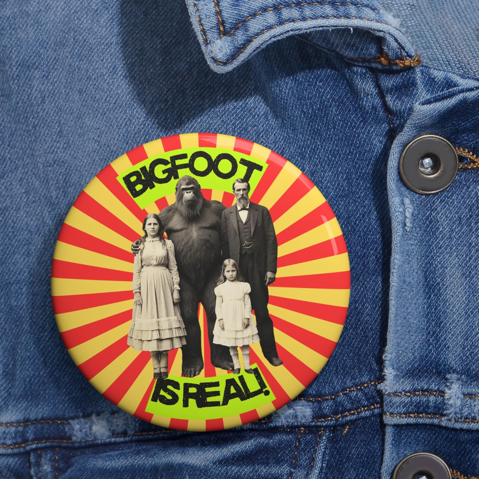 Bigfoot is Real Pin Button: Goth Sasquatch Flair Badge - Etsy