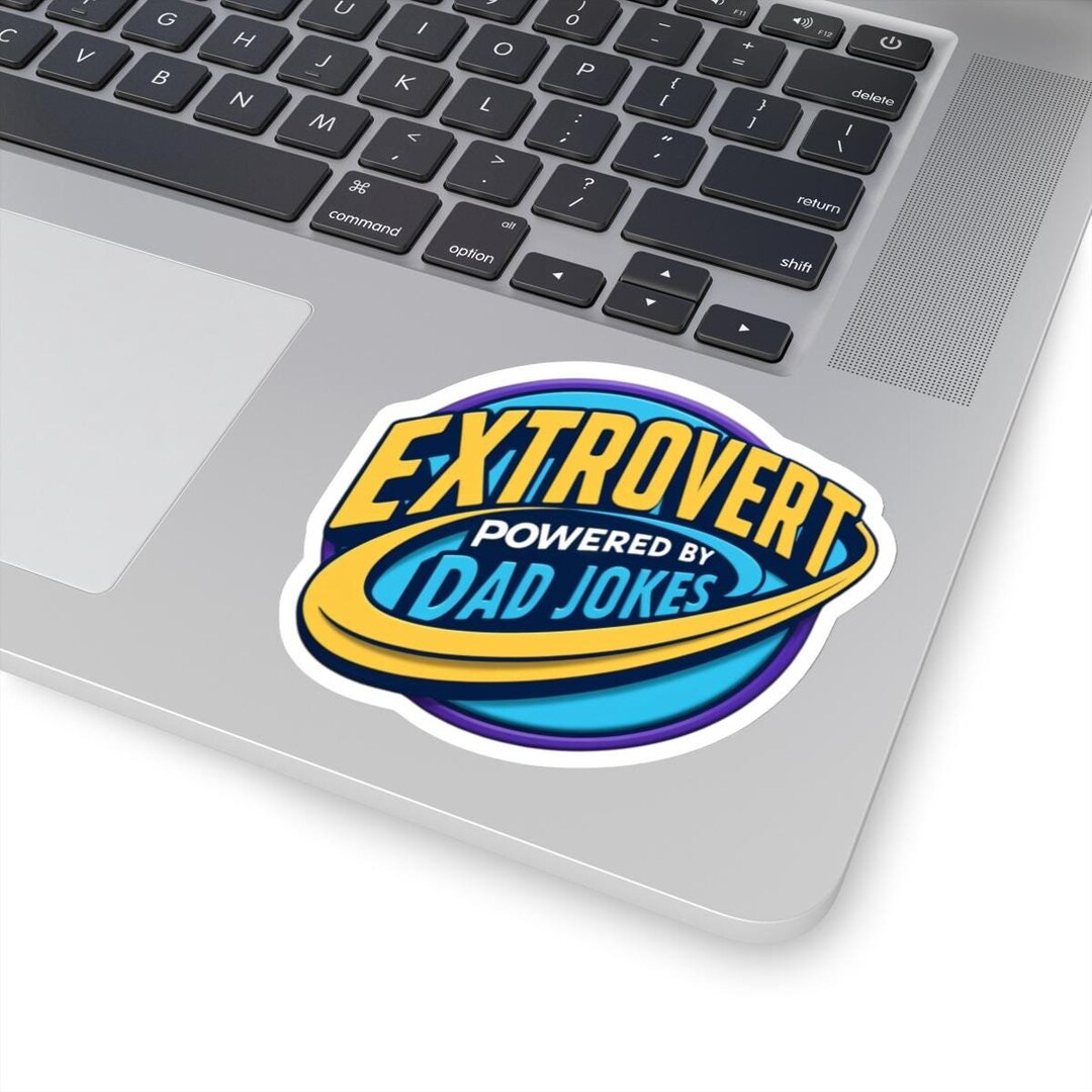 Extrovert Powered by Dad Jokes Sticker Logo Style for Computer Water ...