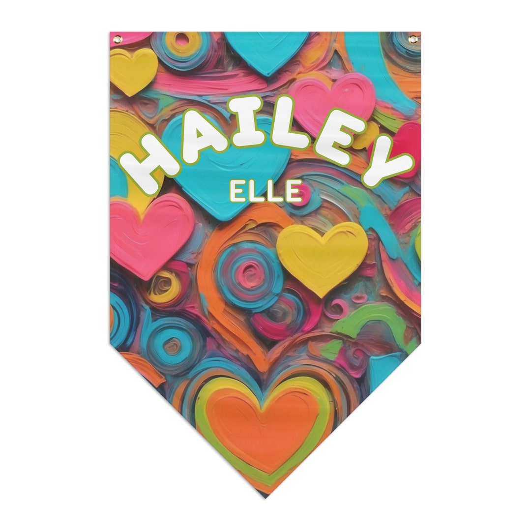 Personalized Children's Pennant Banner Hearts of Love Playtime Edition ...