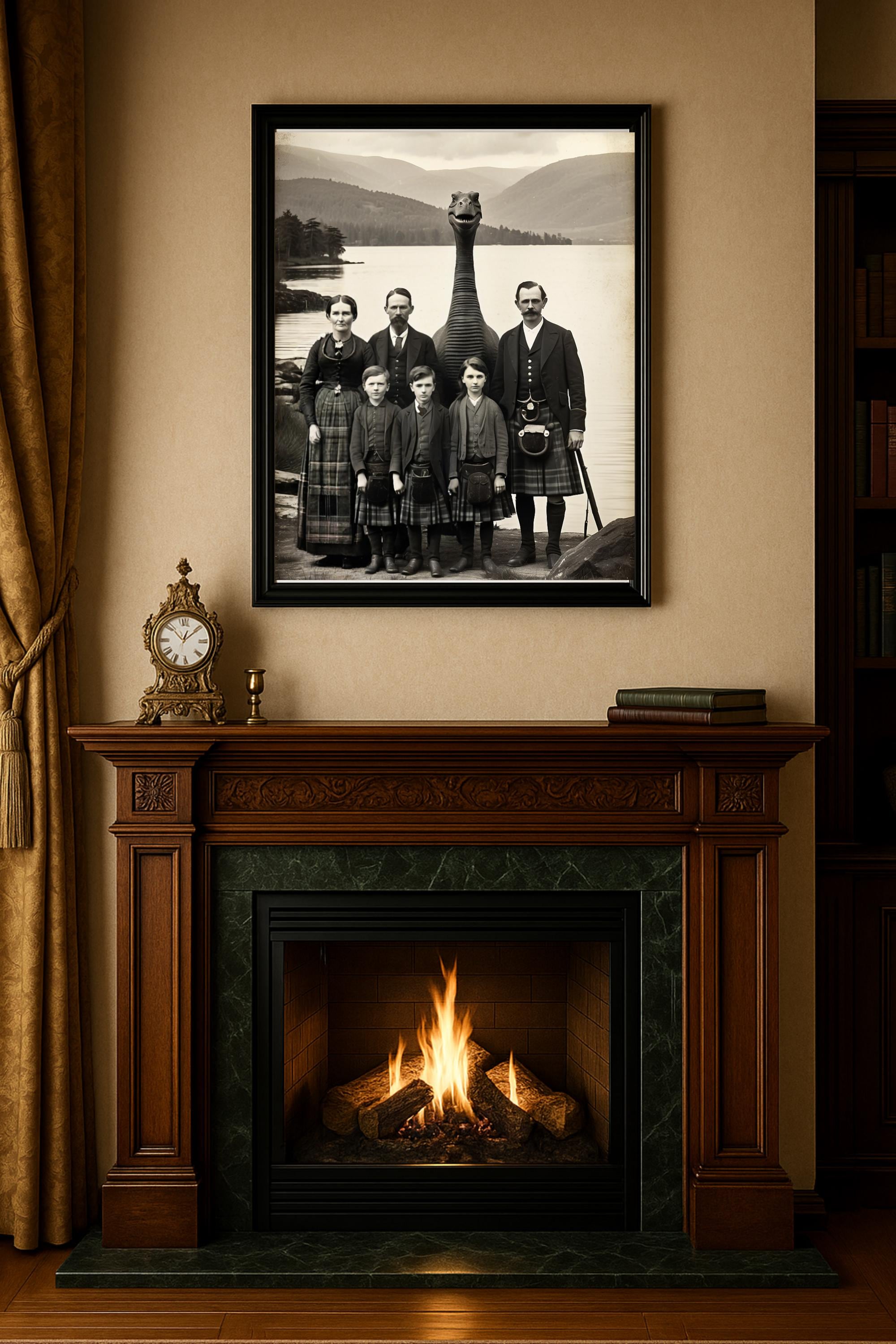 Funny Loch Ness Monster Family Photo - 1800s Scottish Vintage Art ...