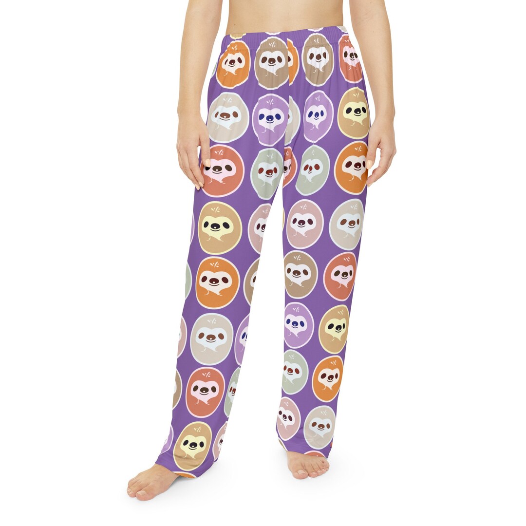Purple Sloth Pajama Pants Women's, Sloth Women's Pajama Pants, Sloth ...