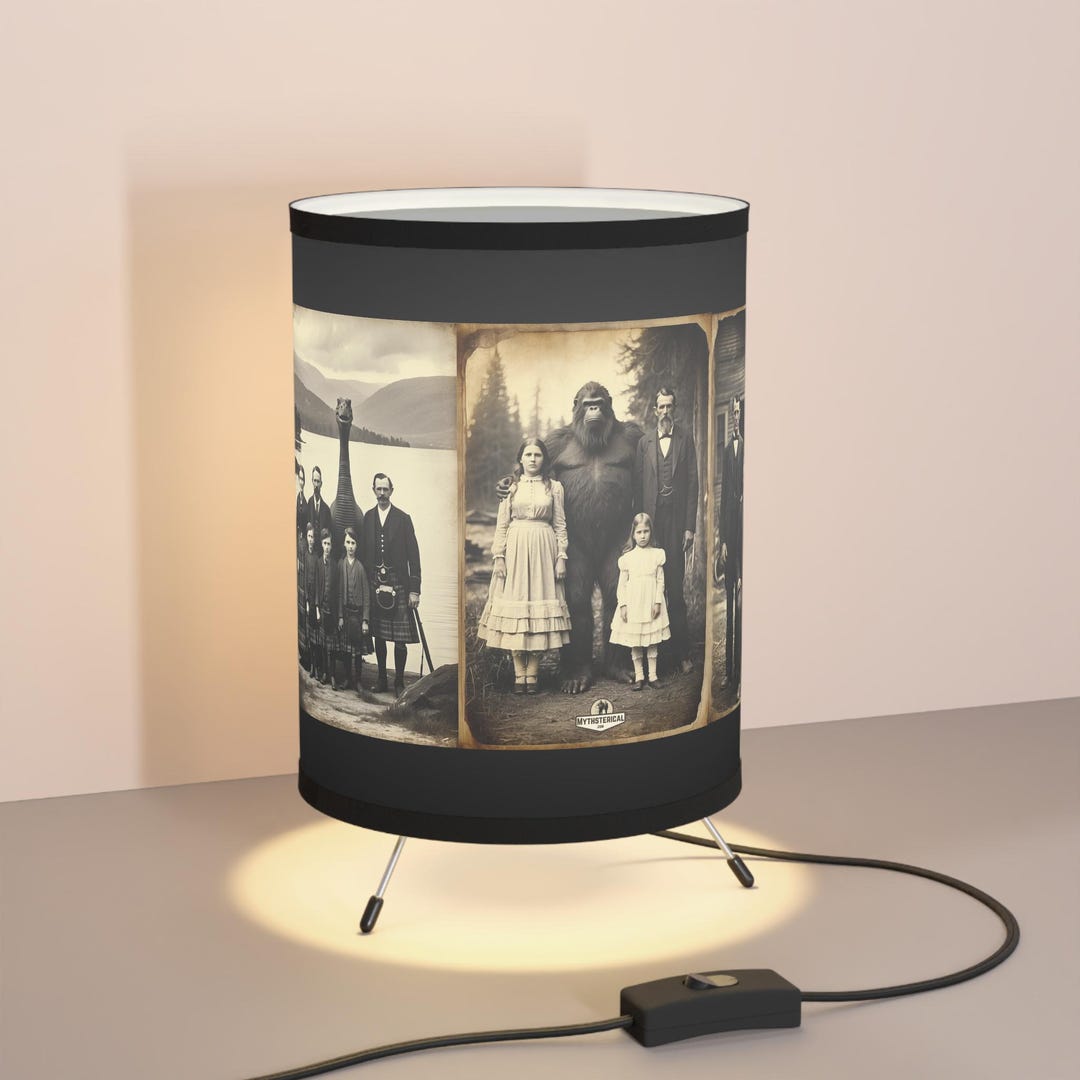 Bigfoot & Loch Ness Monster Tripod Lamp: Vintage Creature Montage Desk ...