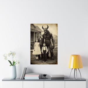 Vintage Evil Horror Monster Matte Vertical Poster, Antique 1800s Farm ...