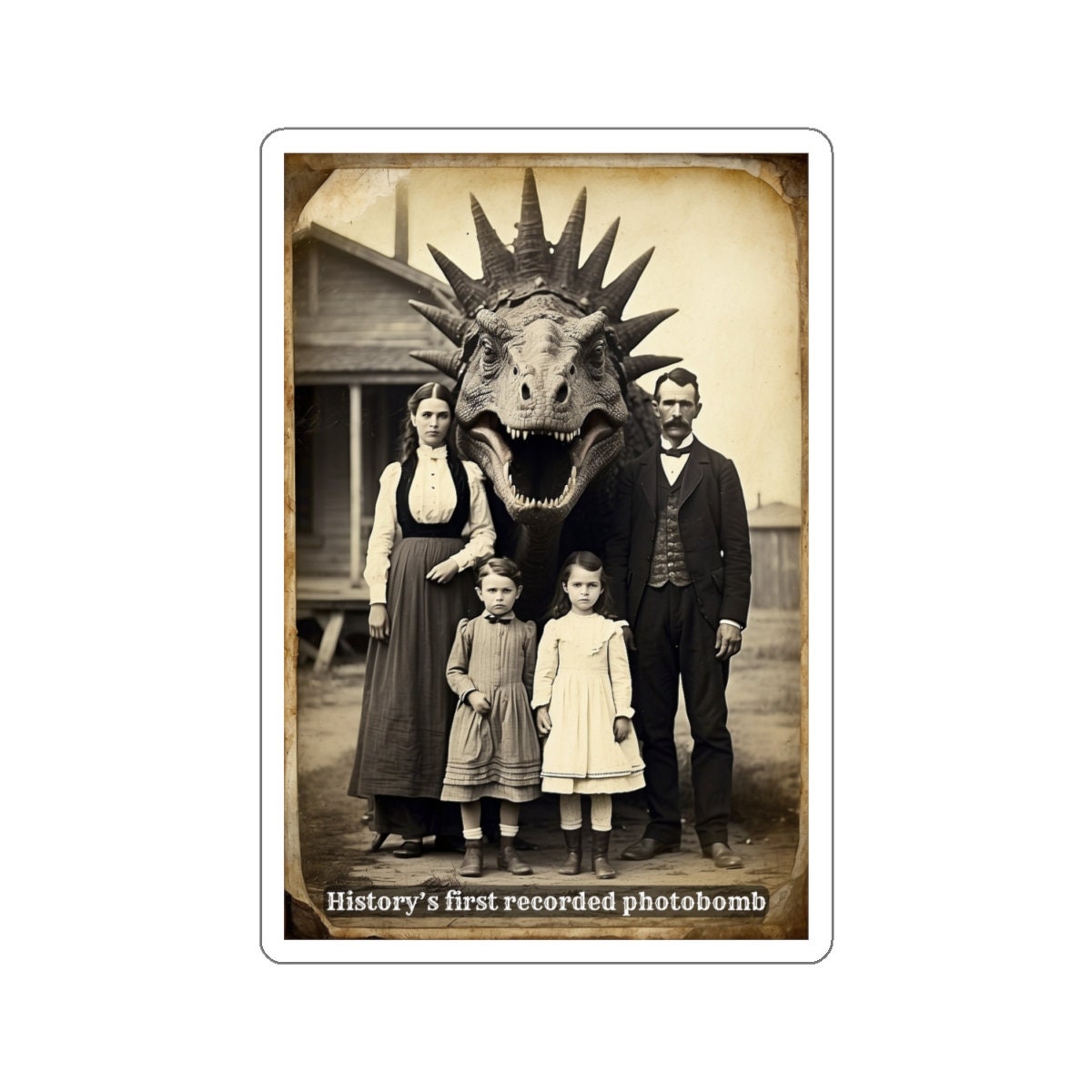 1800s Funny Dinosaur Family Photo Sticker, Dinosaur Sticker, Dinosaur ...