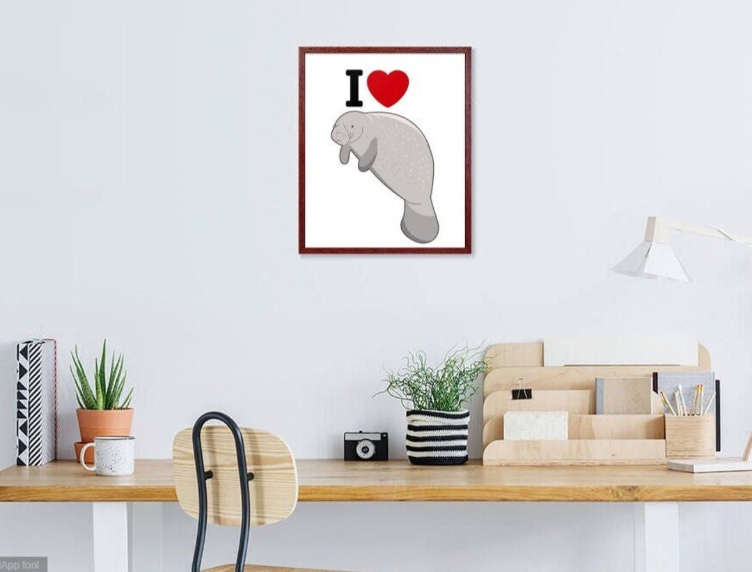 Cute Manatee Poster I Love Manatees Florida Poster Endangered - Etsy