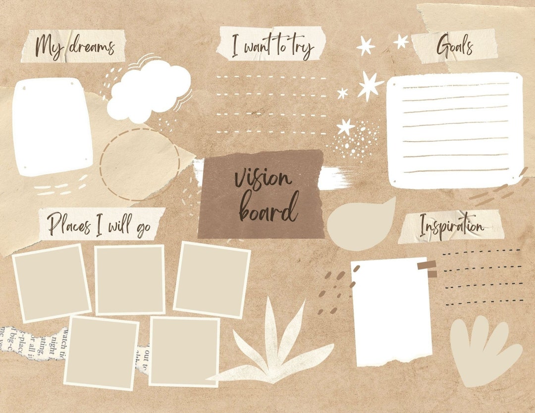 Minimalist Printable Vision Board Template Printable Dream Board Simple ...