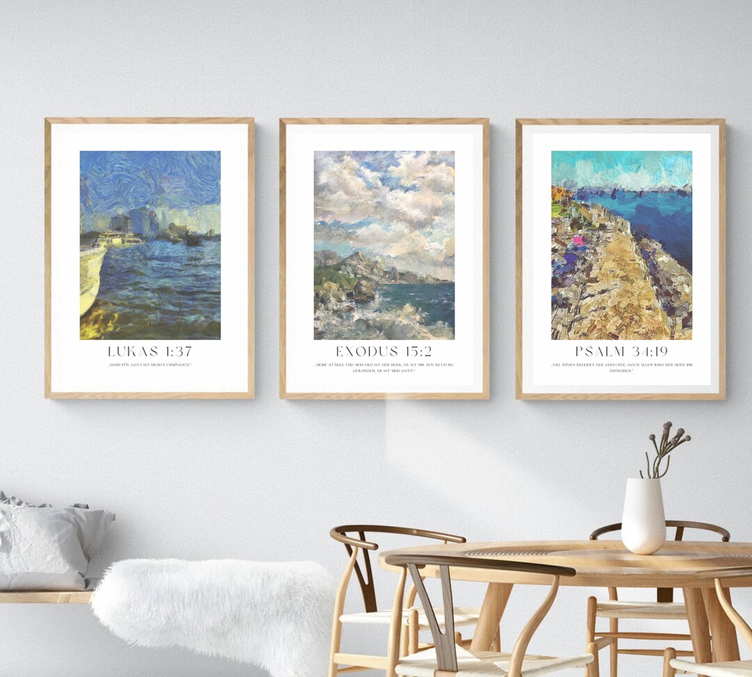 Religious Poster Set of 3 | Bible Prints With Oil Paintings and ...
