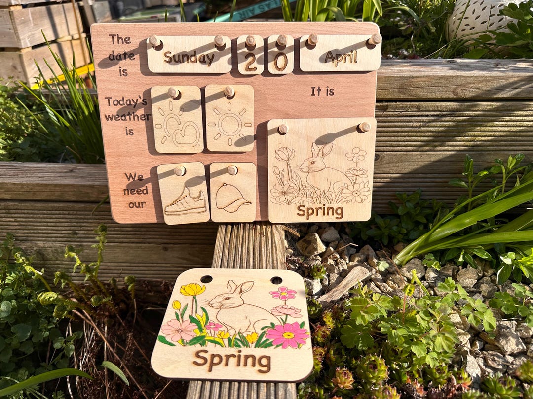 Montessori Wooden Weather and Date Board | Daily Calendar for Kids ...