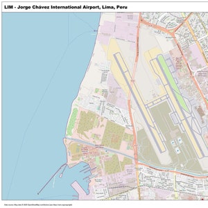 Jorge Chávez International Airport LIM Lima Peru Map 36x24 Printable ...